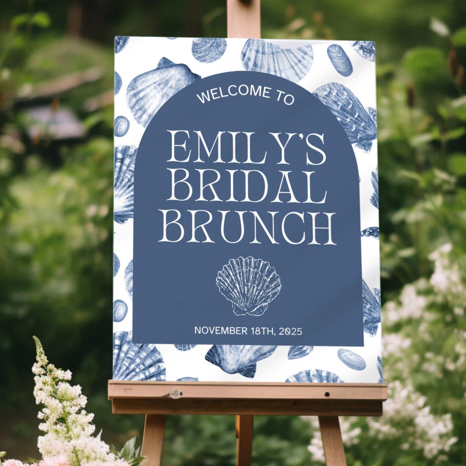 Beach Bridal Shower Welcome Sign, Coastal Shell Design (editable ...