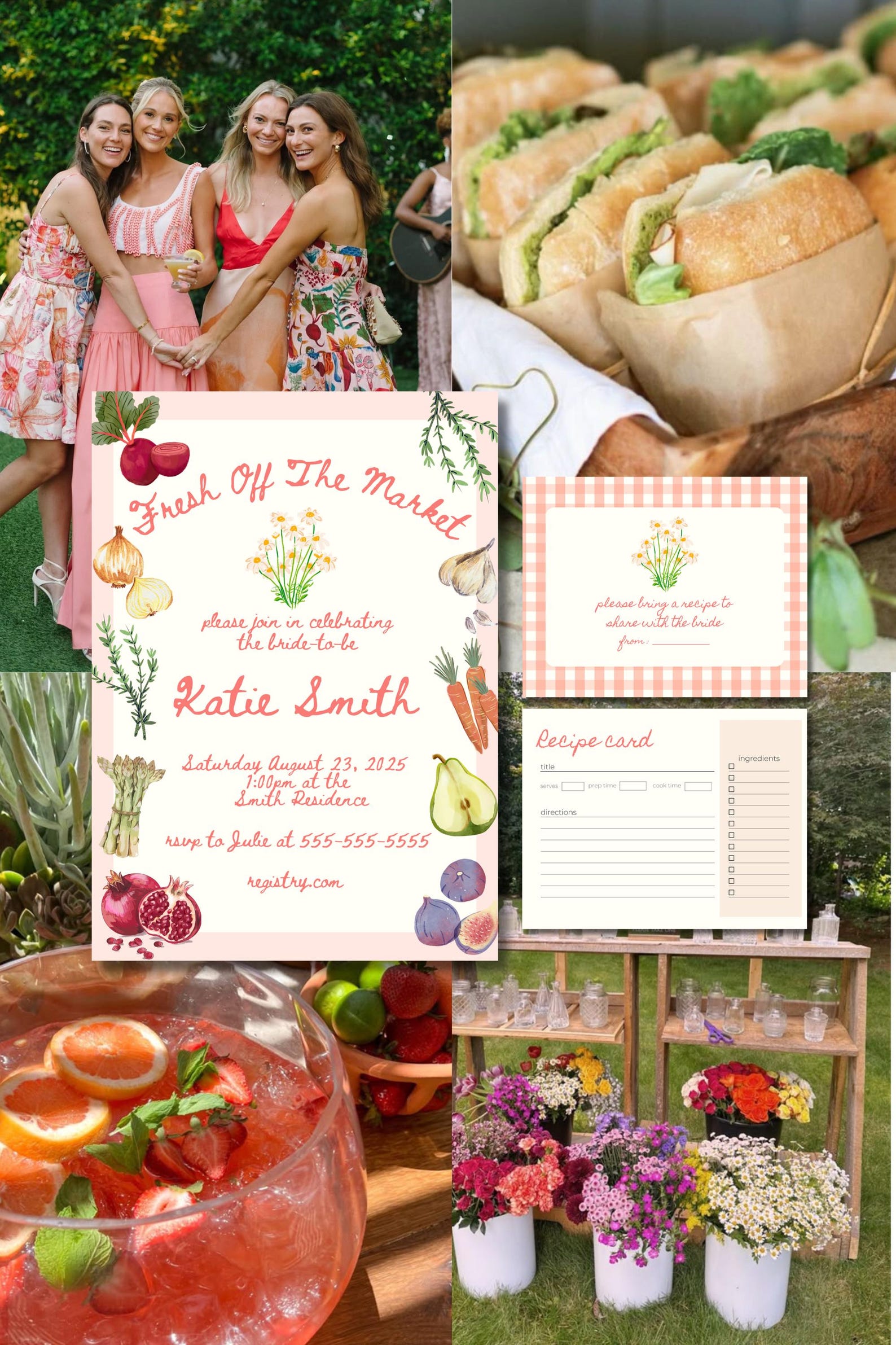 Fresh off the Market Bridal Shower Invite and Recipe Card Template ...