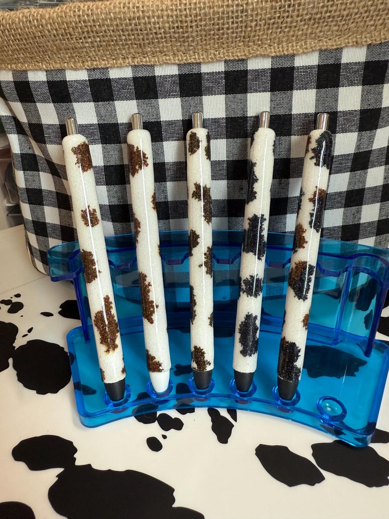 Custom Glitter Cow Print UV Resin Pens - Etsy