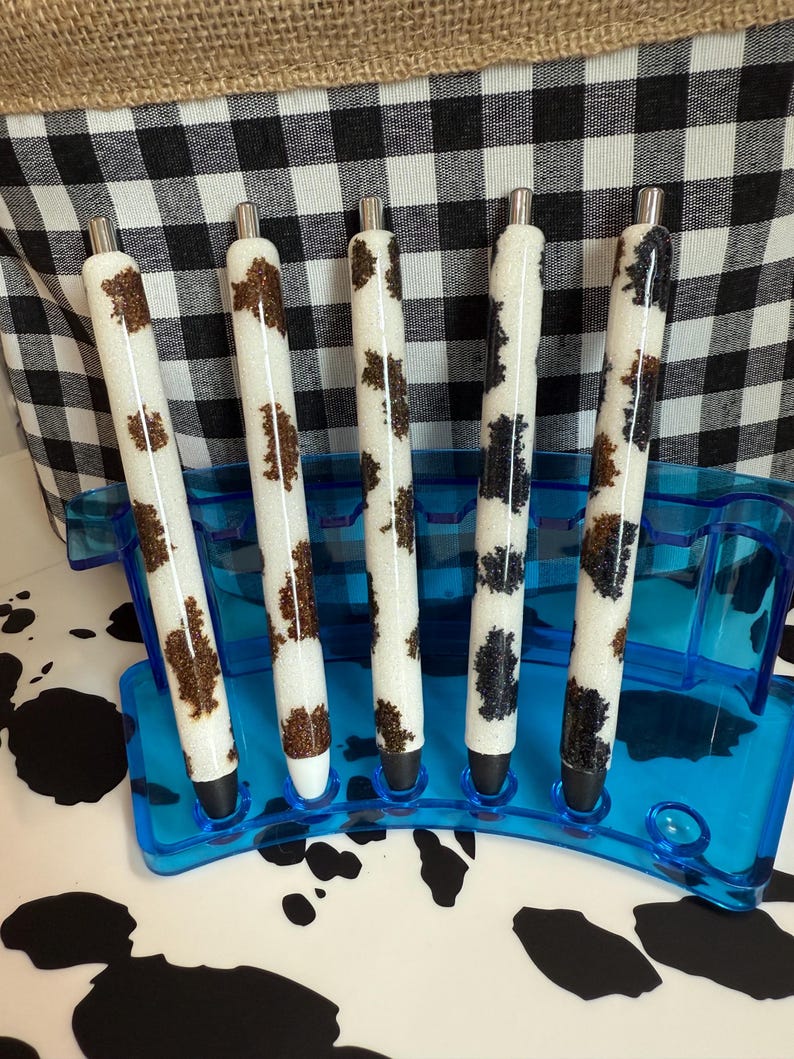 Custom Glitter Cow Print UV Resin Pens - Etsy