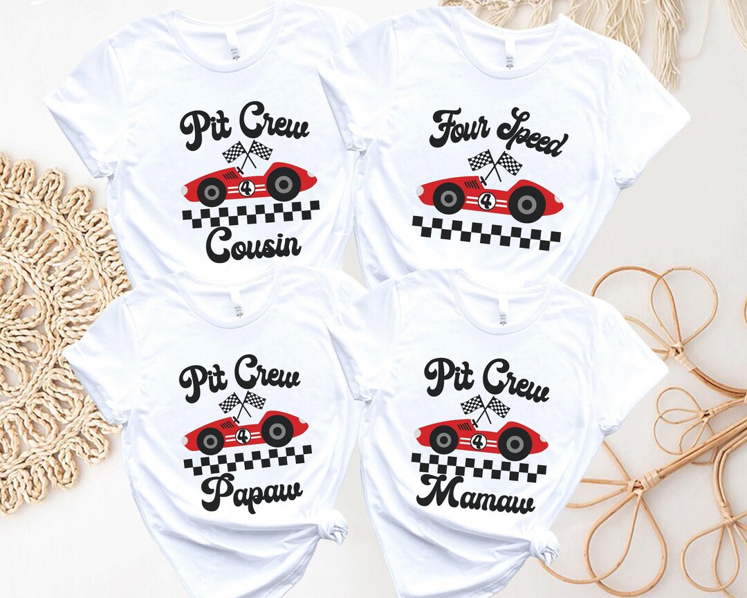 Four Speed Shirt, Pit Crew Family Birthday Shirt, 4th Birthday Shirt ...