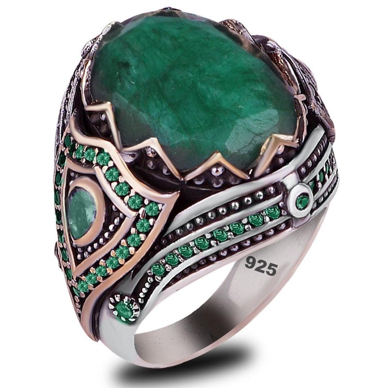 Genuine Emerald Rings for Men - Etsy