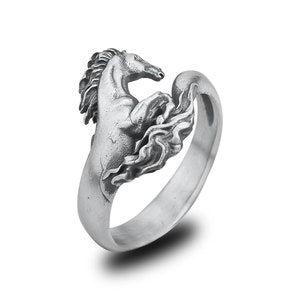 Mustang Ring Sterling Silver, Unisex Horse Ring, Stud Ring Silver 925 ...