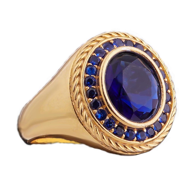 Mens Blue Stone Gold Ring - Etsy