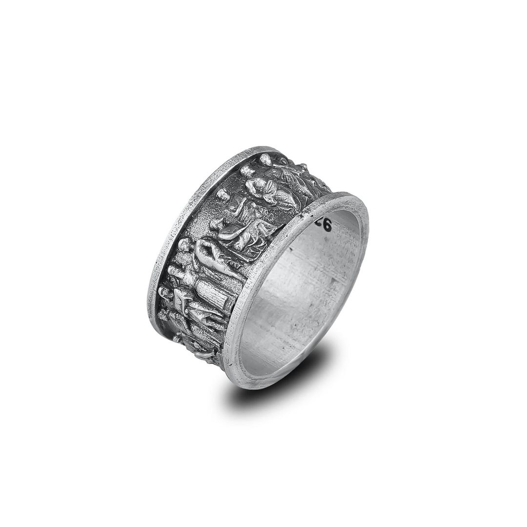 Greek Senate Ring Sterling Silver, Athens Parliament Wedding Band ...