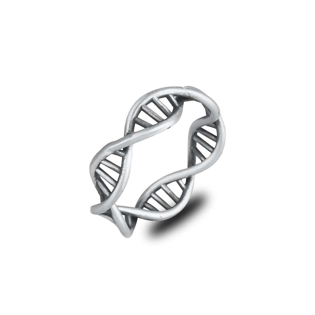 DNA Wedding Band Sterling Silver, Double Helix DNA Ring, Cool DNA Wrap ...
