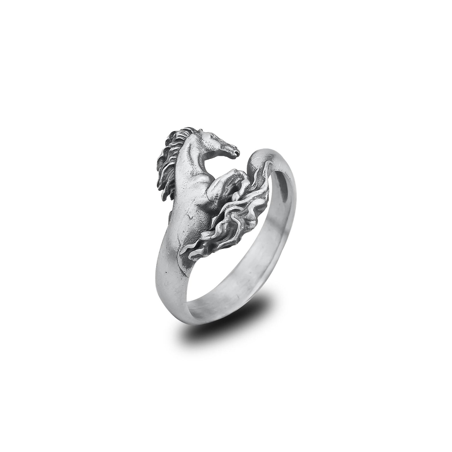 Mustang Ring Sterling Silver, Unisex Horse Ring, Stud Ring Silver 925 ...