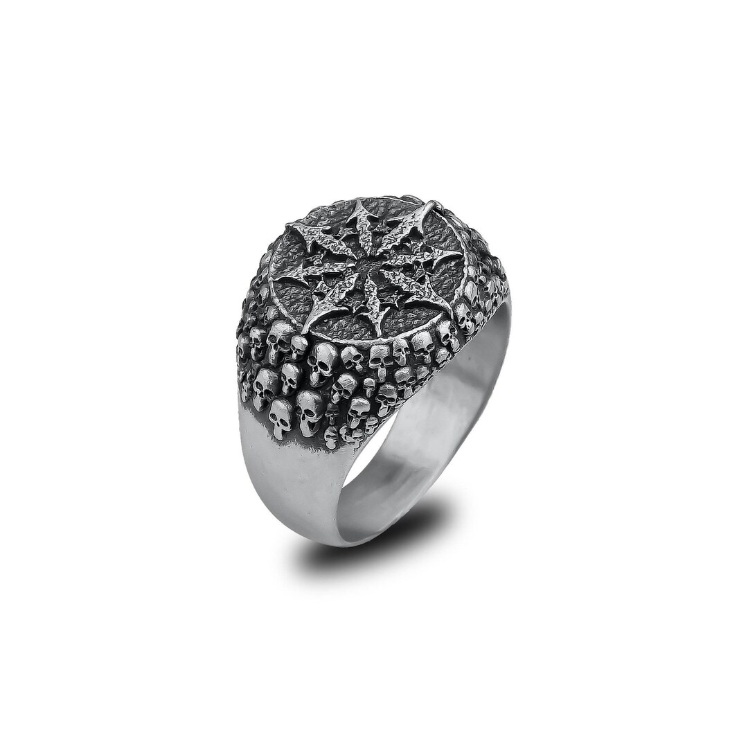 Symbol of Chaos Ring Sterling Silver, Chaos and Death Ring, Skull ...