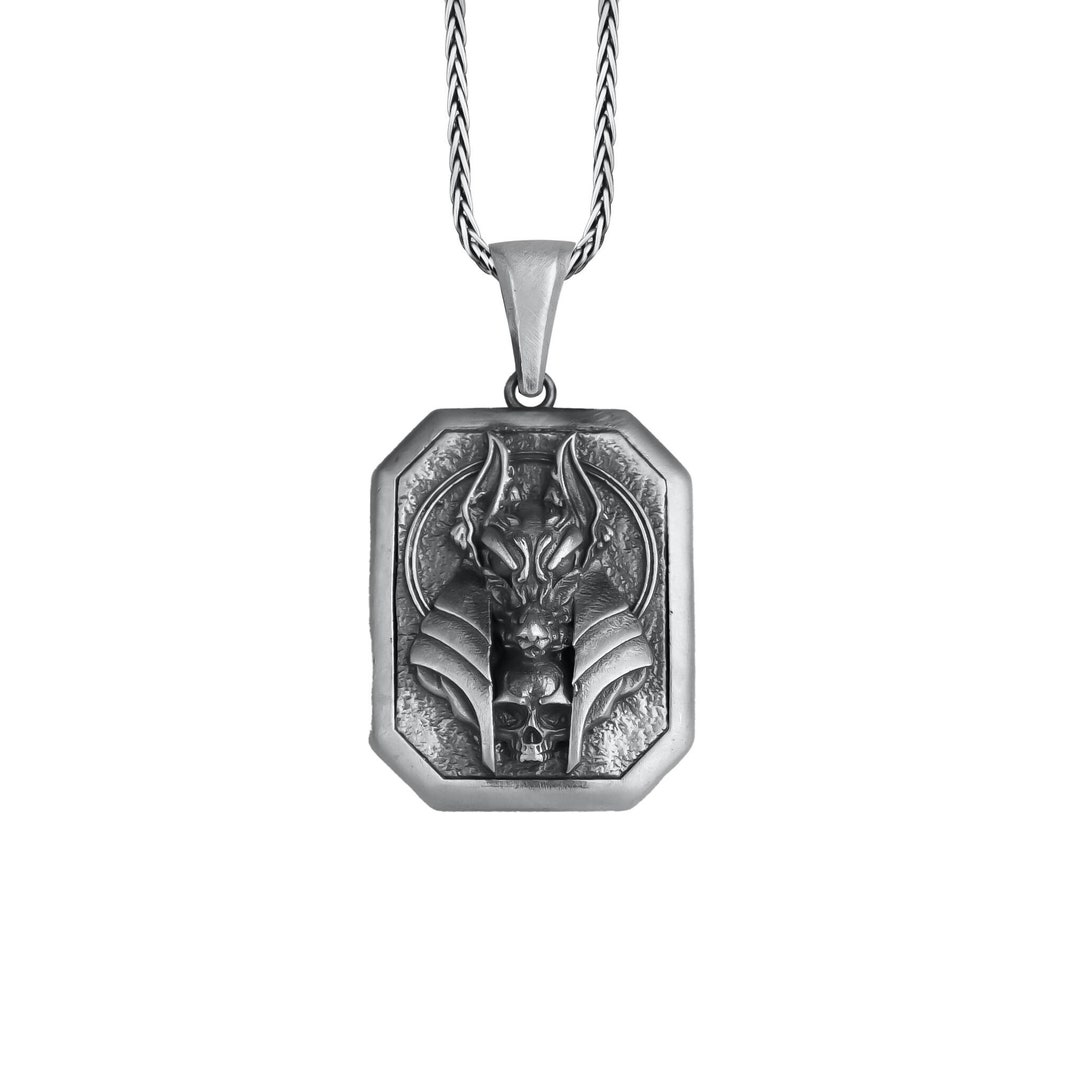 Anubis Necklace Sterling Silver, Large Anubis Pendant Silver 925 ...