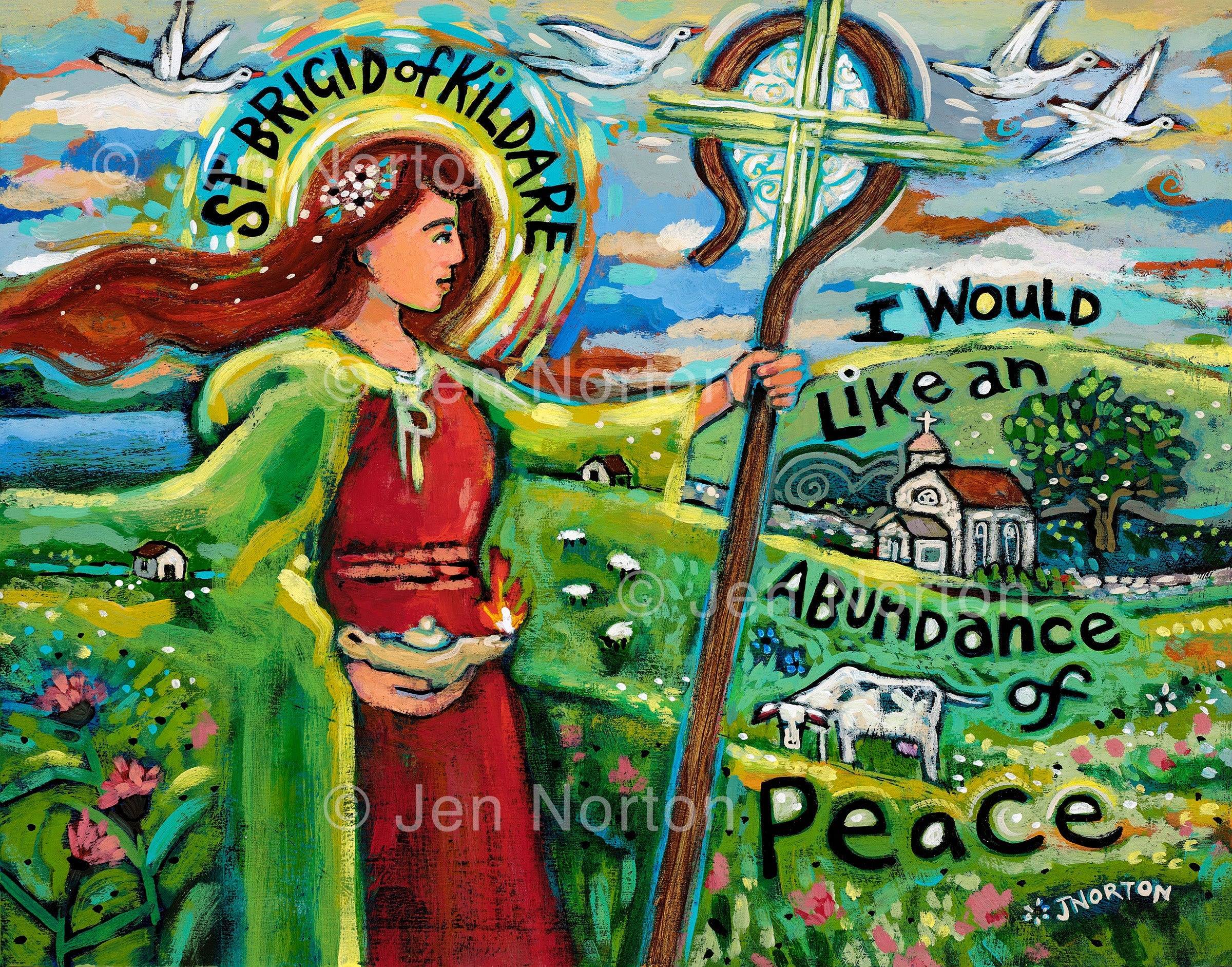 Saint Brigid of Kildare Art Print Catholic Saint Irish - Etsy