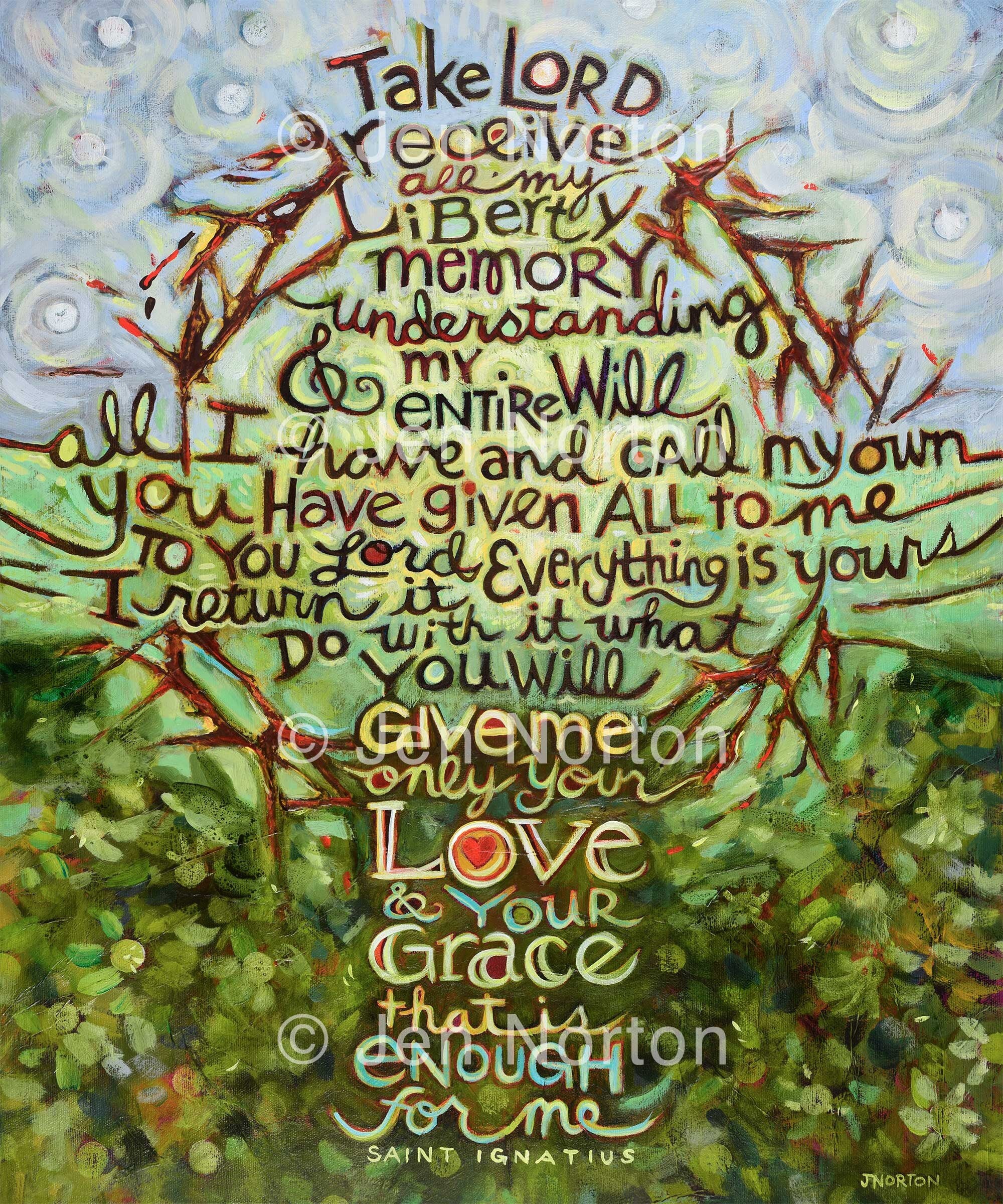 Take Lord Receive Art Print Suscipe prayer of Saint Ignatius | Etsy