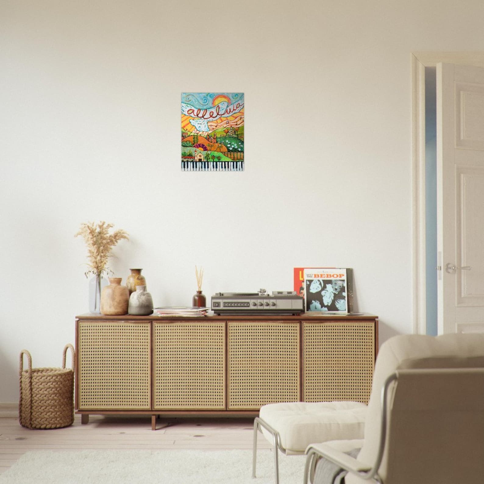 Sing Alleluia! Musical Landscape Poster With Piano, Guitar, Churches ...