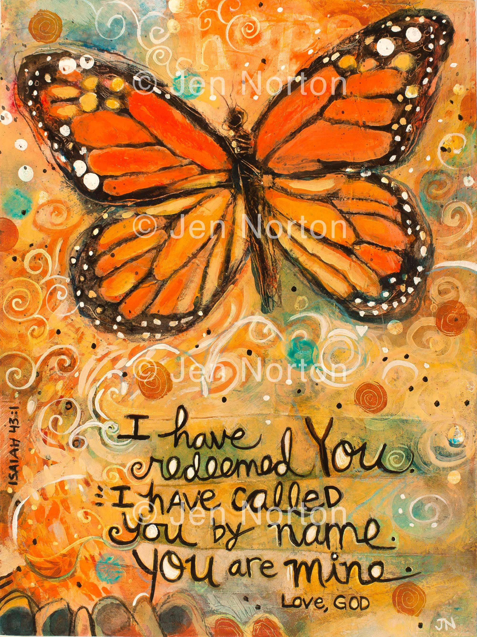 Monarch Butterfly Isaiah 43:1 Bible Quote on Redemption - Etsy