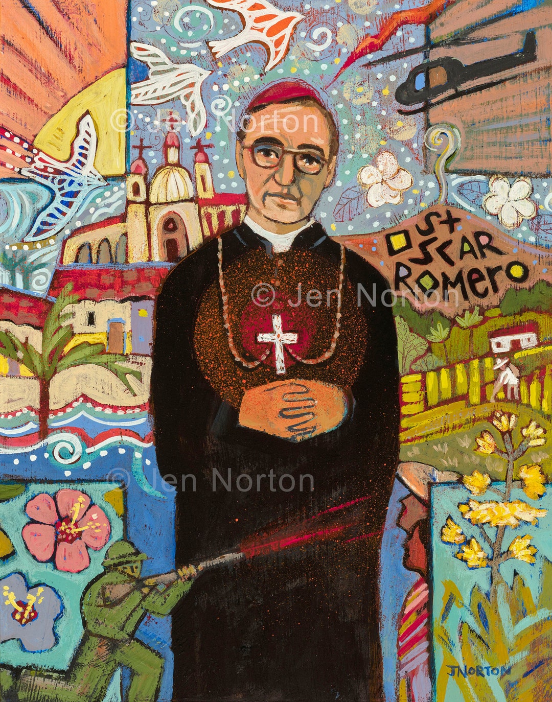 Saint Oscar Romero, Devotional Art Print, Catholic Martyr, Archbishop ...