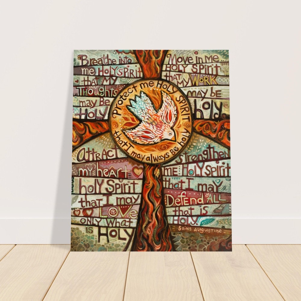 Holy Spirit Prayer of St. Augustine Poster, Confirmation Gift, Cross ...