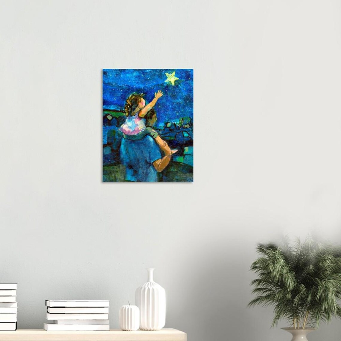 Father and Daughter "reach for the Stars" Poster, Starry Night, Gift ...