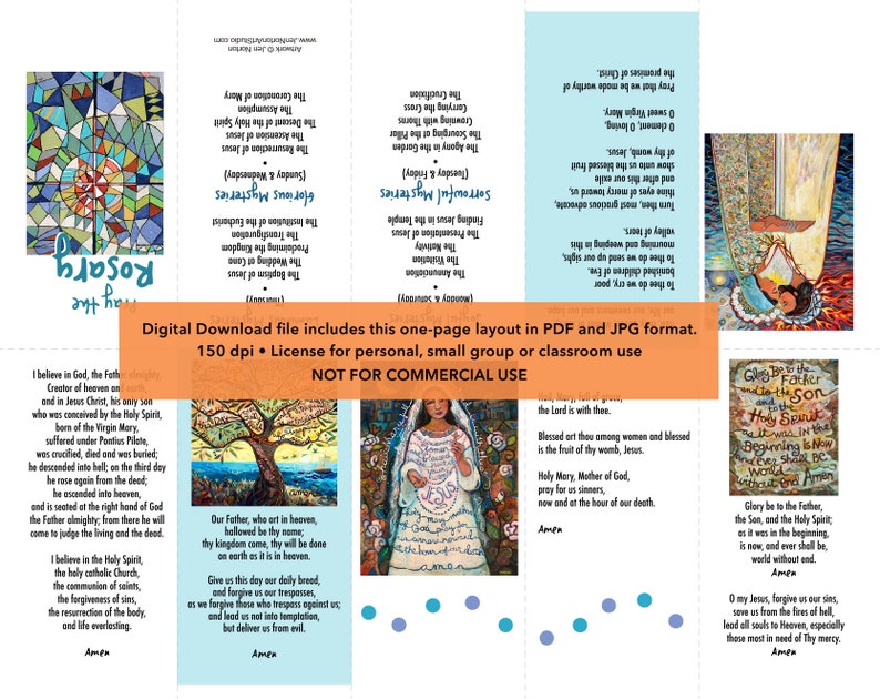 Pray the Rosary Foldable Mini Booklet, Digital Download, Hail Mary ...