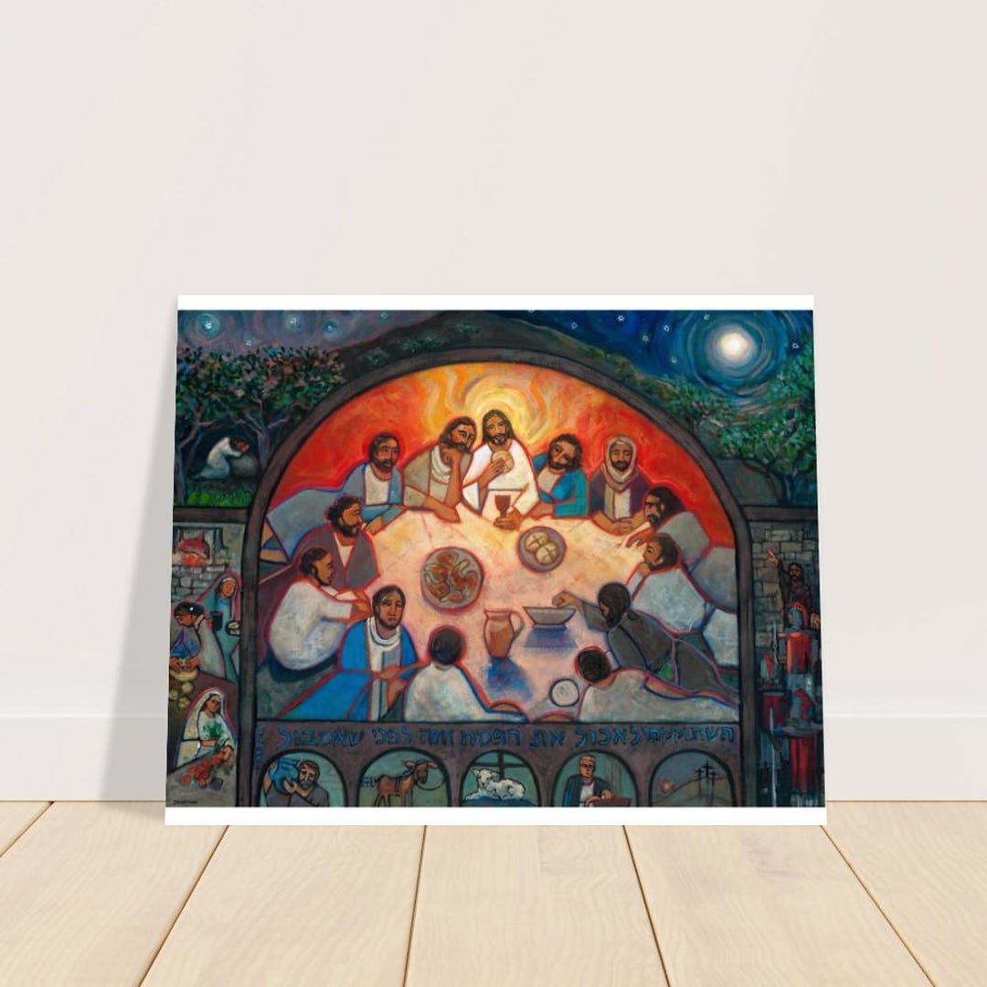 Last Supper Poster, Jesus and Disciples, Passover Illustration ...