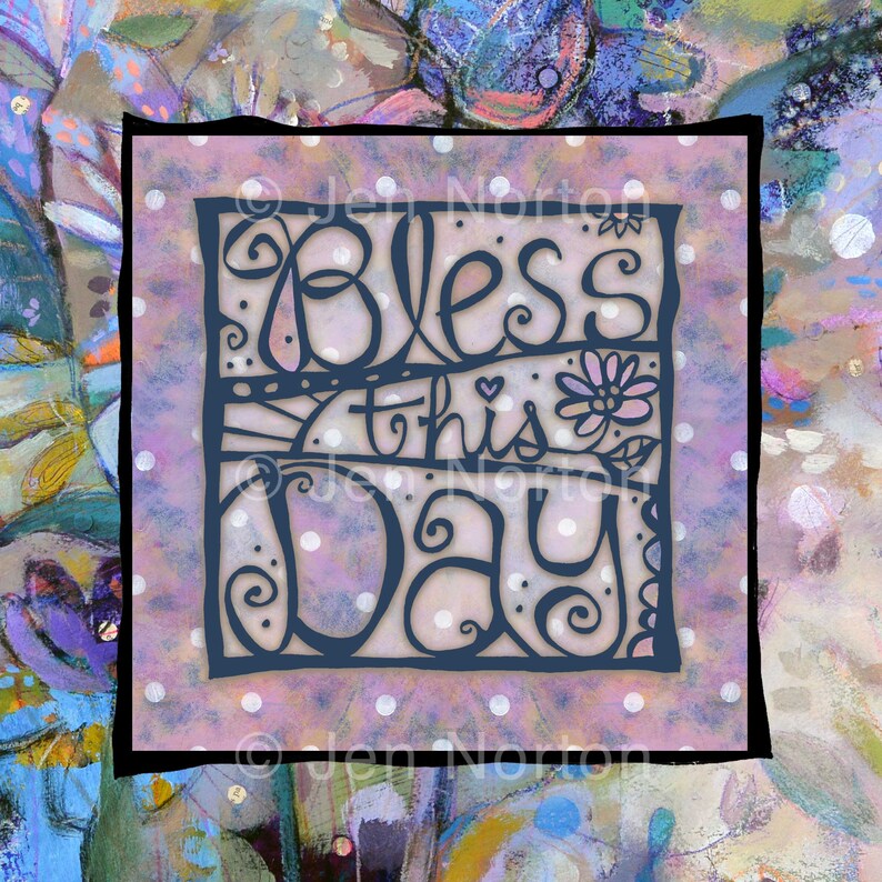 Bless This Day Decorative Art Print Hand-lettered Type on | Etsy