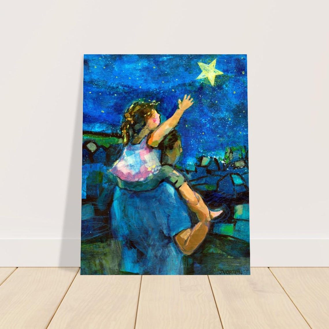 Father and Daughter "reach for the Stars" Poster, Starry Night, Gift ...