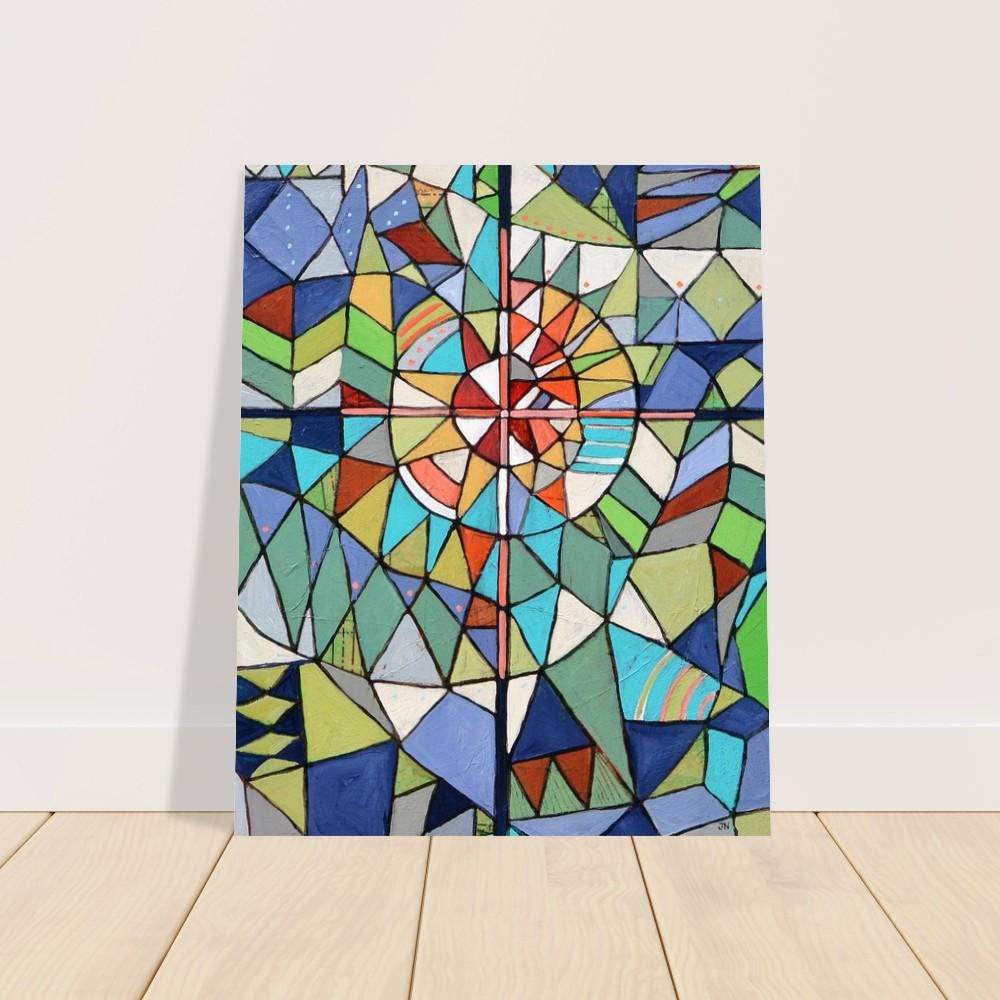Colorful Geometric Painted Cross, Wall Art Poster, Confirmation Gift ...