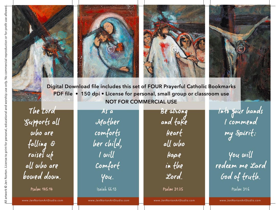 Set of 4 Stations of the Cross Bookmarks, Lent Reflection, Printable ...