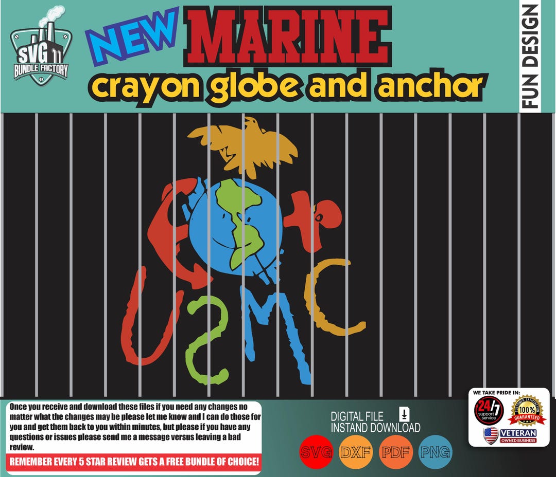 Marine Crayon Globe and Anchor, Veteran 250th Anniversary (digital File ...