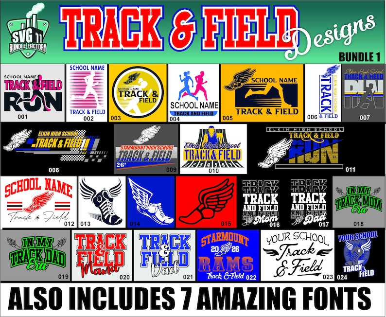 Track and Field Designs Bundle, School Sports SVG (digital Download) - Etsy