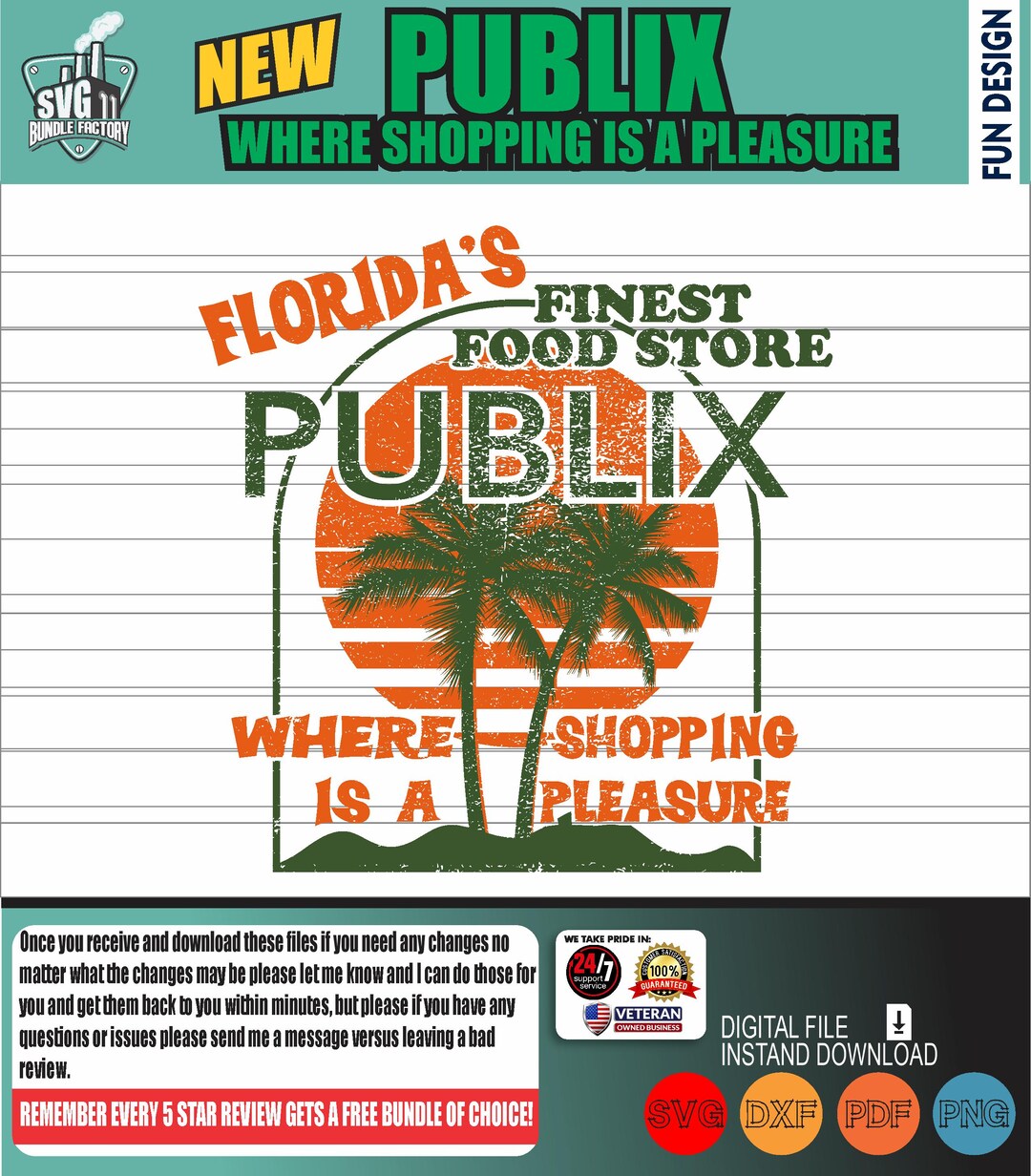 Publix Florida Vintage Design (svg, Pdf, Dxf, Png) - Etsy