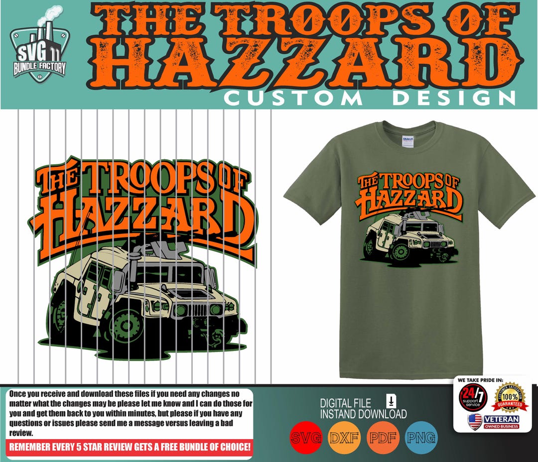 Troops of Hazzard Humvee, Mission Ready Fun Design (svg, Png, Pdf, Dxf ...