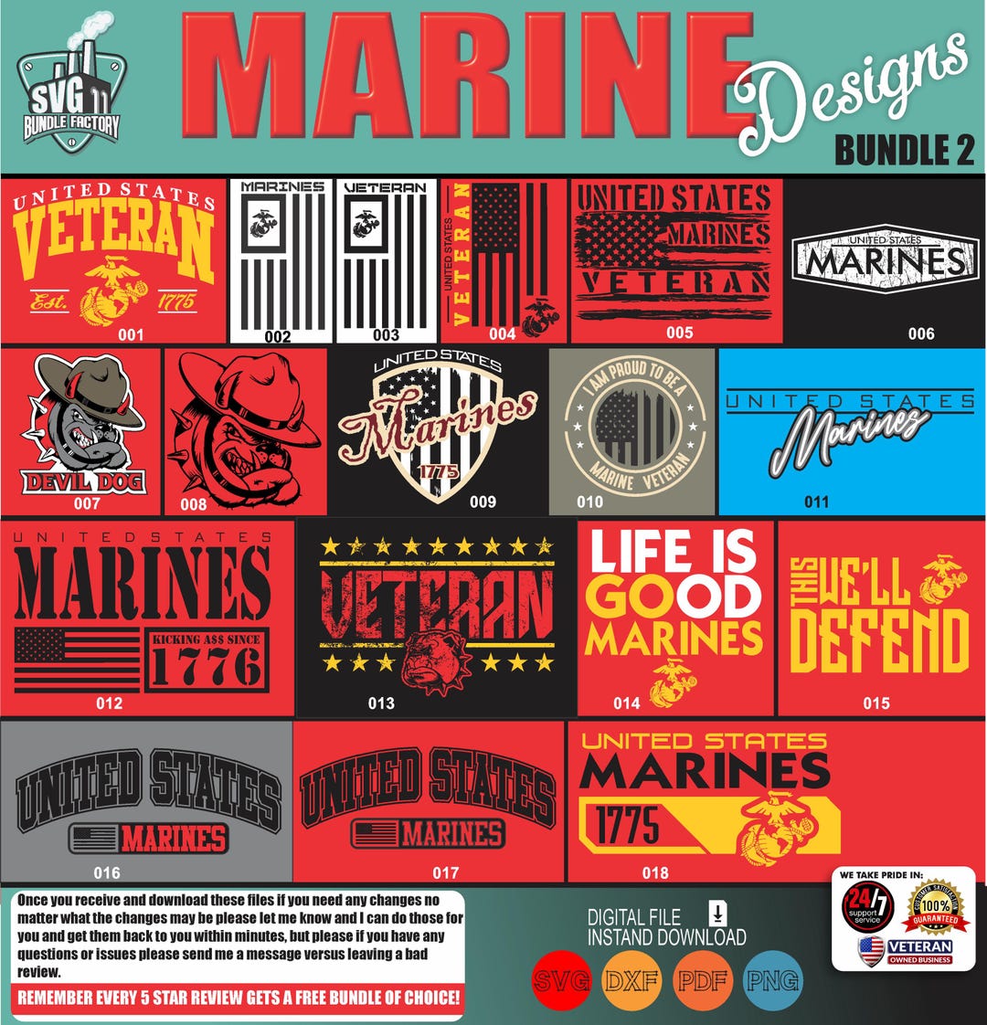 Marine Corps Designs Bundle 2 (digital File) - Etsy