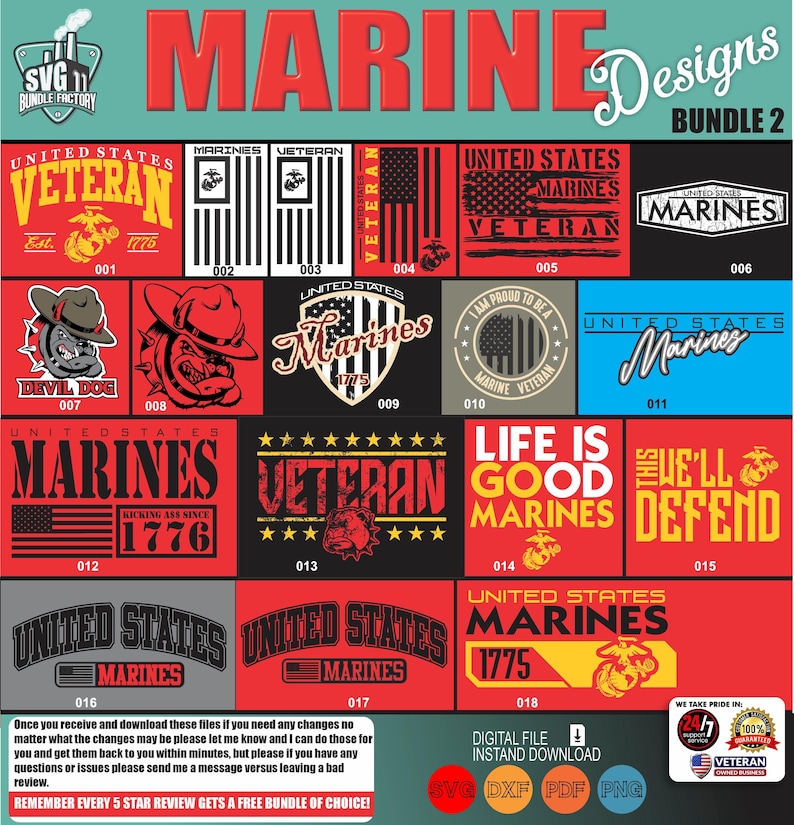 Marine Corps Designs Bundle 2 (digital File) - Etsy