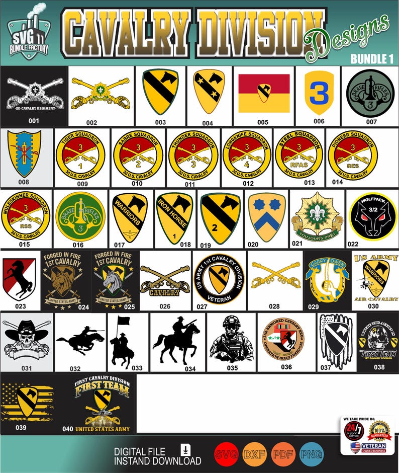 Cavalry Division Designs, Buffalo Soldiers, Army Veteran (SVG, Cricut ...