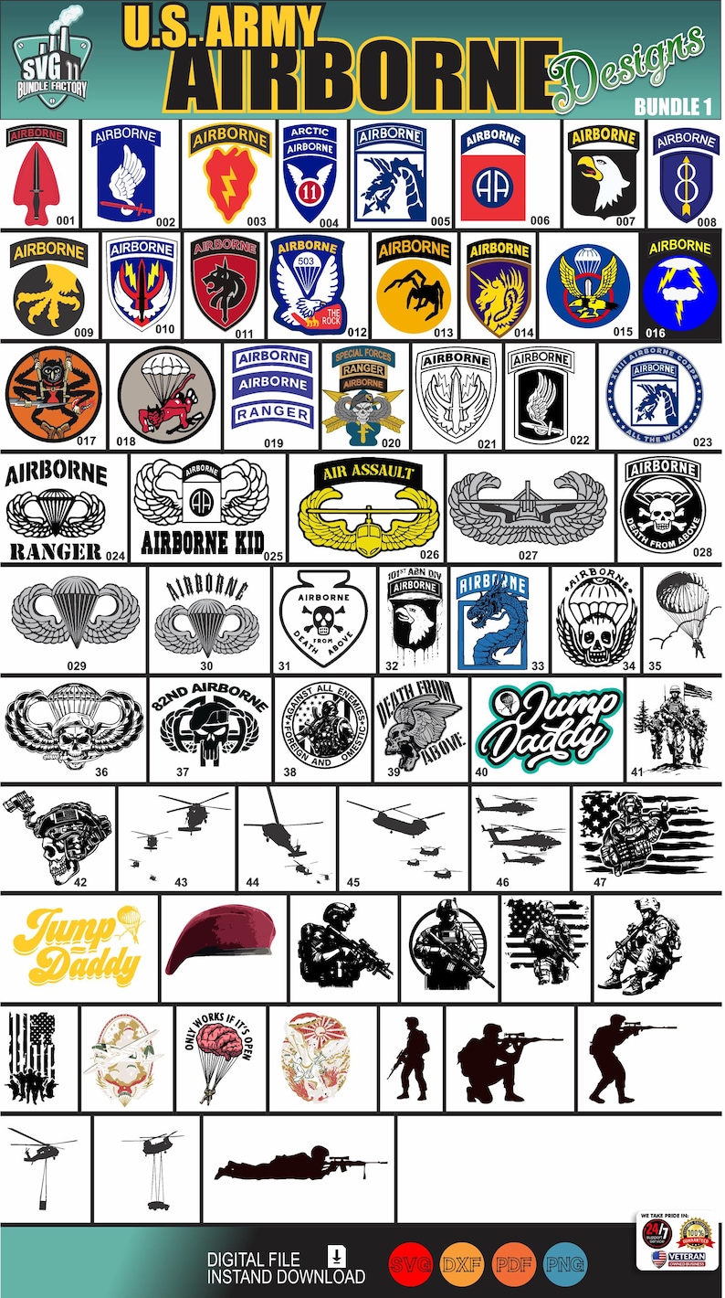 Army Airborne Division Bundle, US Army, Veteran, 82nd, 101st, 10th ...