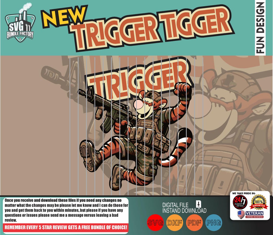 Tactical Trigger the Tigger Design, Military Trained, July 4th, Gun ...