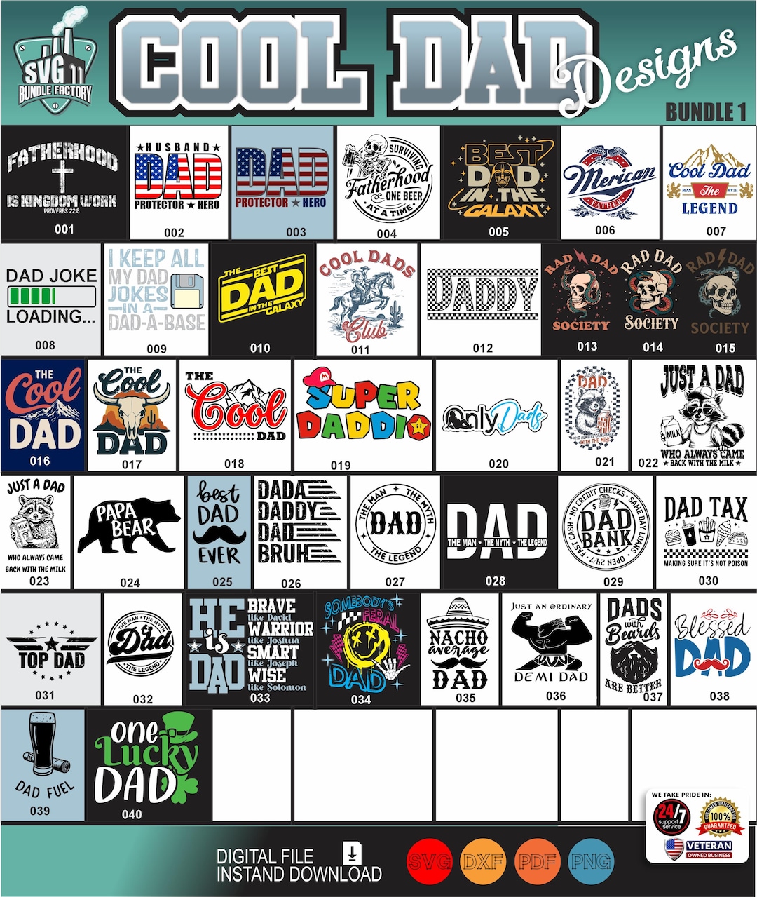 Cool Dad Designs Bundle, SVG, PNG, PDF (digital Download) - Etsy