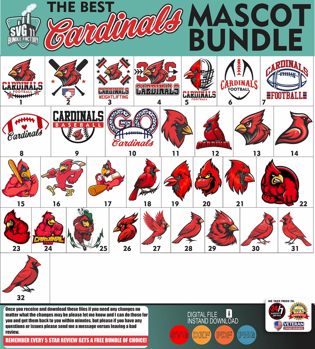 32 Amazing Cardinals Mascot Bundle, Svg, Cricut, Cardinal, High School ...