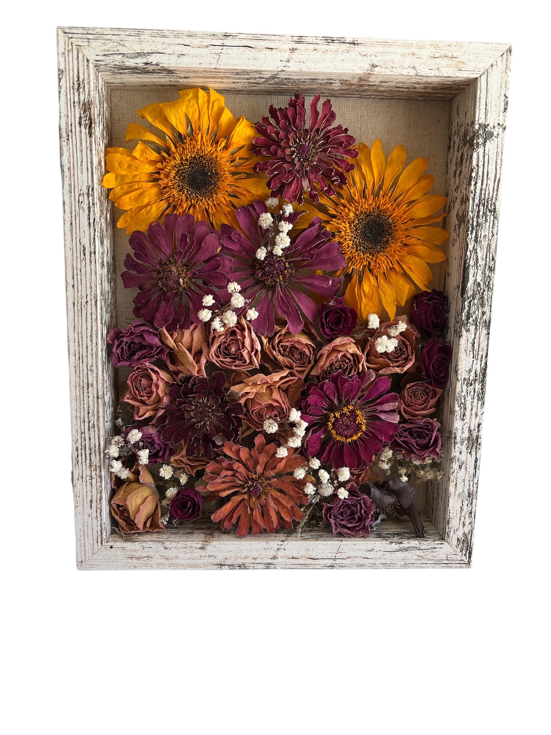 Real Dried Flowers, Shadow Box Frame, Dried Zinnias, Dried Roses, Dried ...