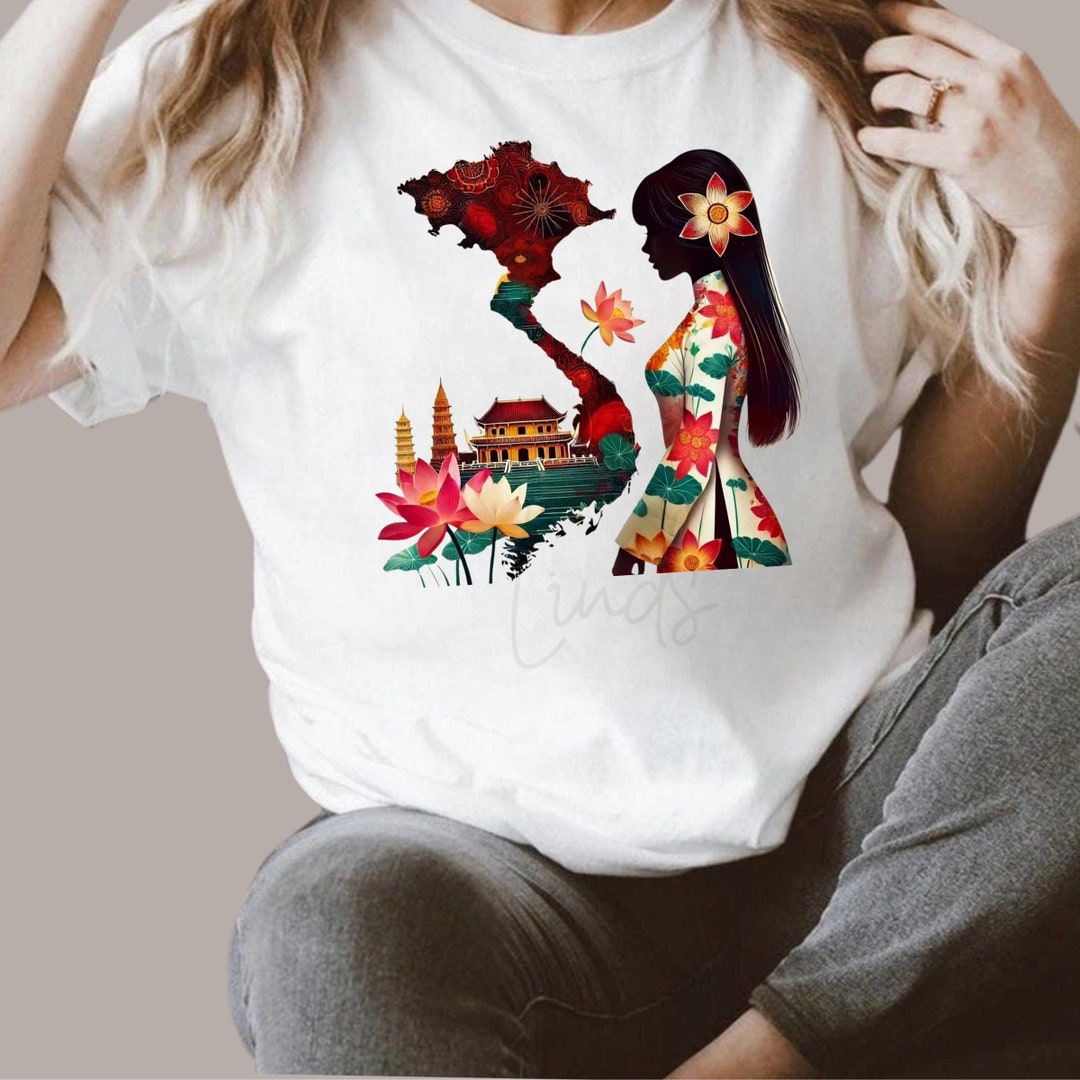 Ao Dai Shirt Vietnam Tee Bold Colors Tee Unique Graphic Tee Lunar New ...