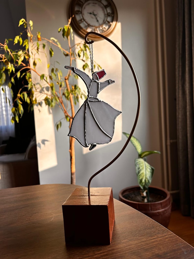 Stained Glass Whirling Dervish With Wooden Base /handmade Whirling ...