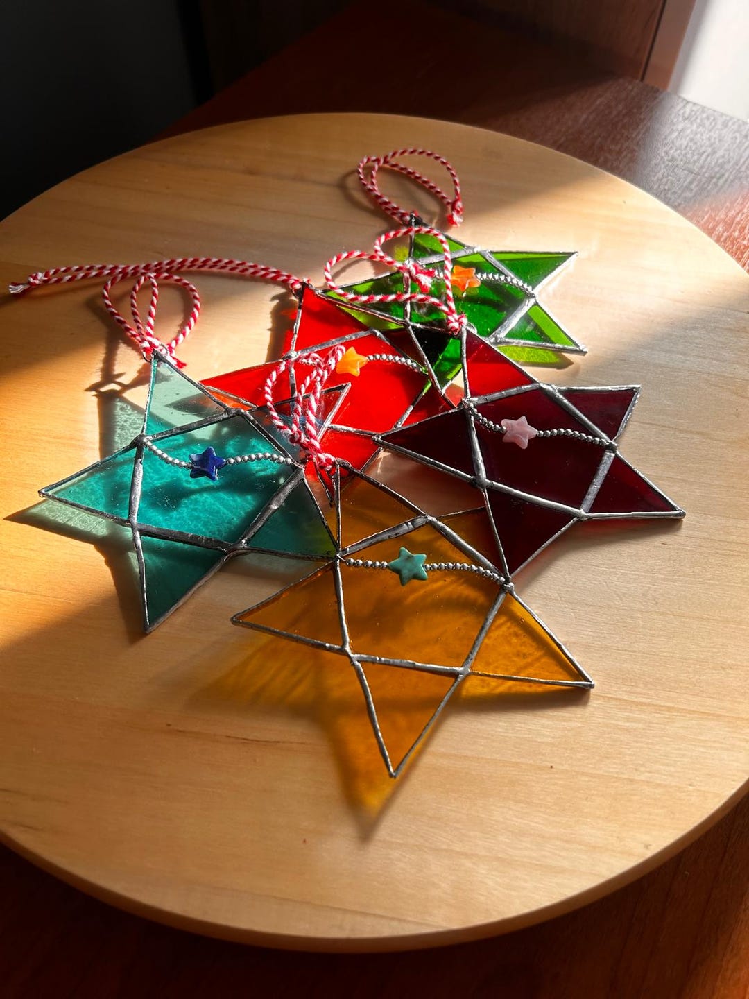 Stained Glass Star Set - 5-piece Shimmering Christmas Tree Ornaments - Etsy