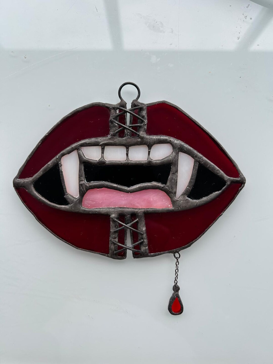 Vampire Lips Stained Glass Art: Gothic Halloween Decor - Etsy