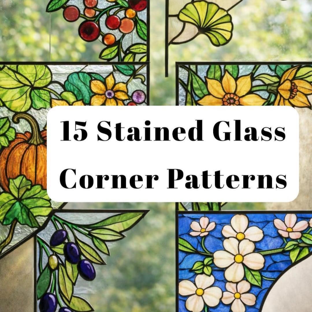 15 Stained Glass Corner Patterns: Floral, Botanical Window Designs ...