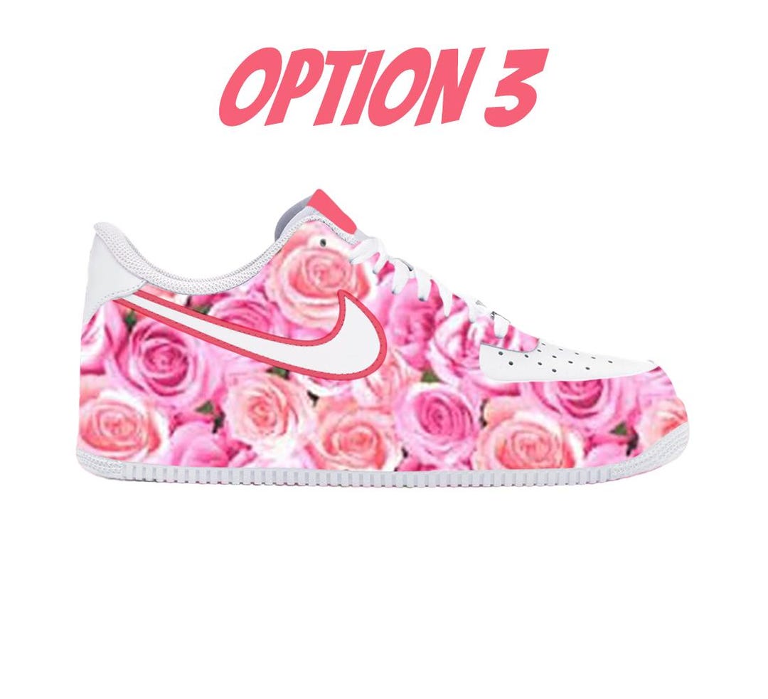 Custom Pink Roses Wrapped Nike AF1 Custom Fabric Wrapped Nike AF1 ...