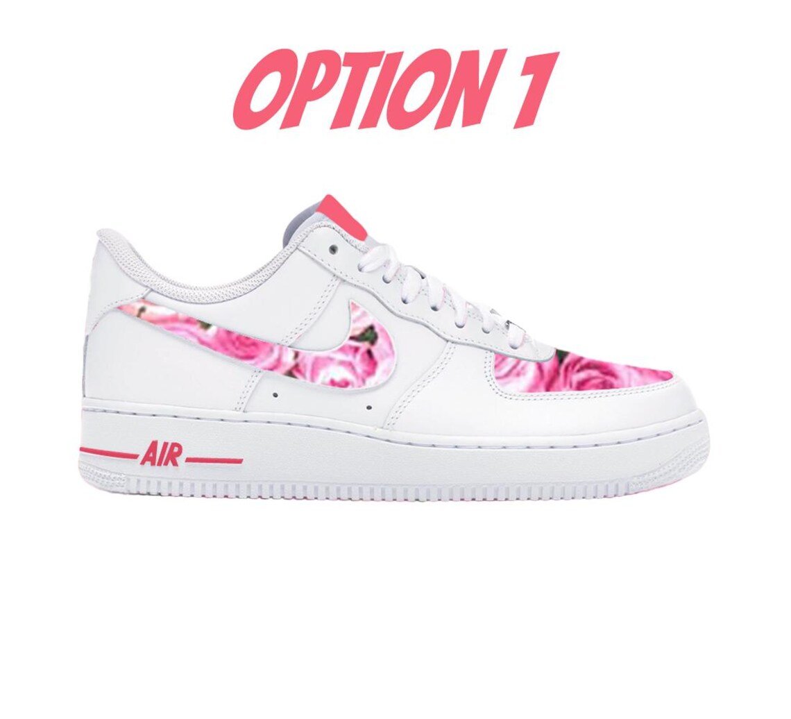 Custom Pink Roses Wrapped Nike AF1 Custom Fabric Wrapped Nike AF1 ...