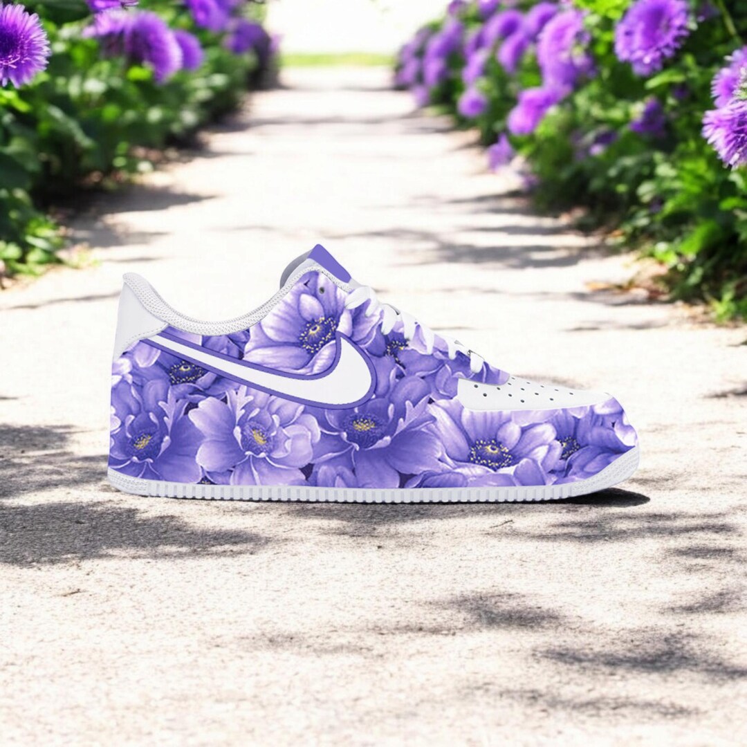 Custom Purple Bouquet Wrapped Nike AF1 Custom Fabric Wrapped Nike AF1 ...