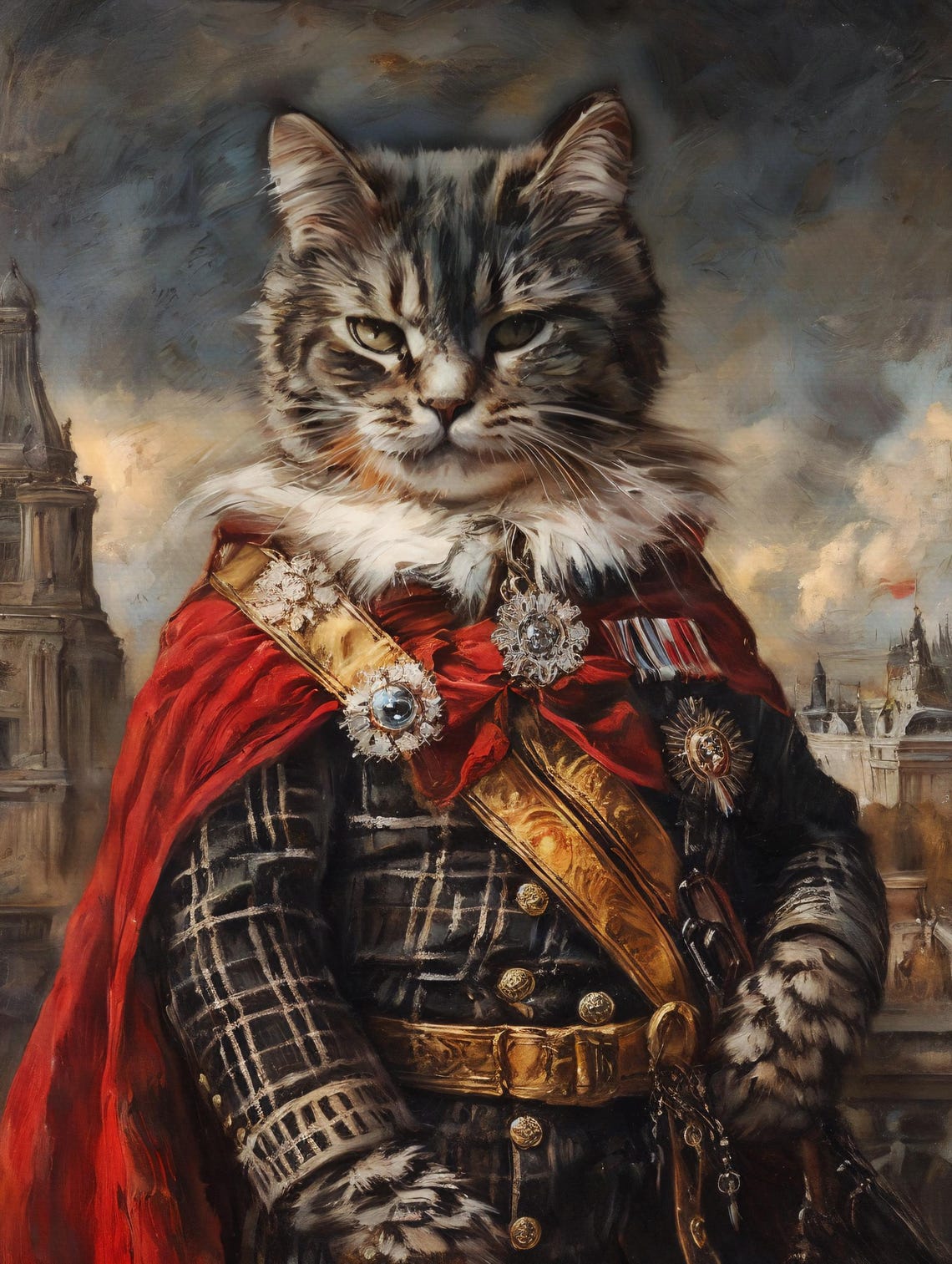 Custom Royal Cat Portrait,custom Pet Portrait Painting Canvas,custom ...