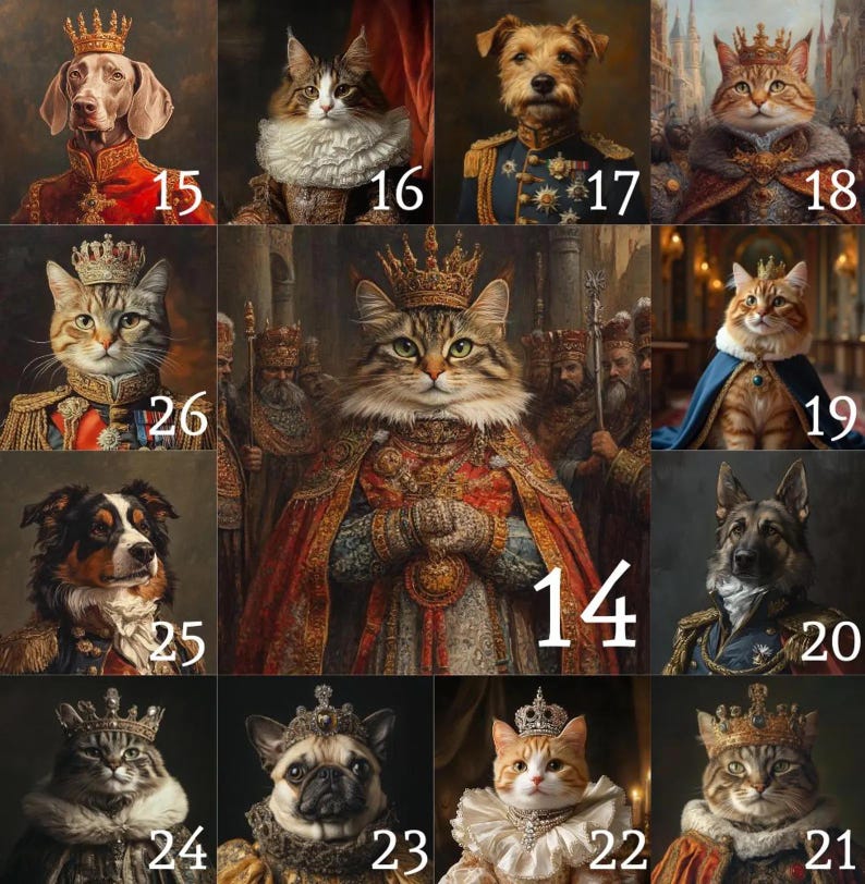 Custom Royal Pet Portrait,renaissance Dog Portrait From Photo,pet ...