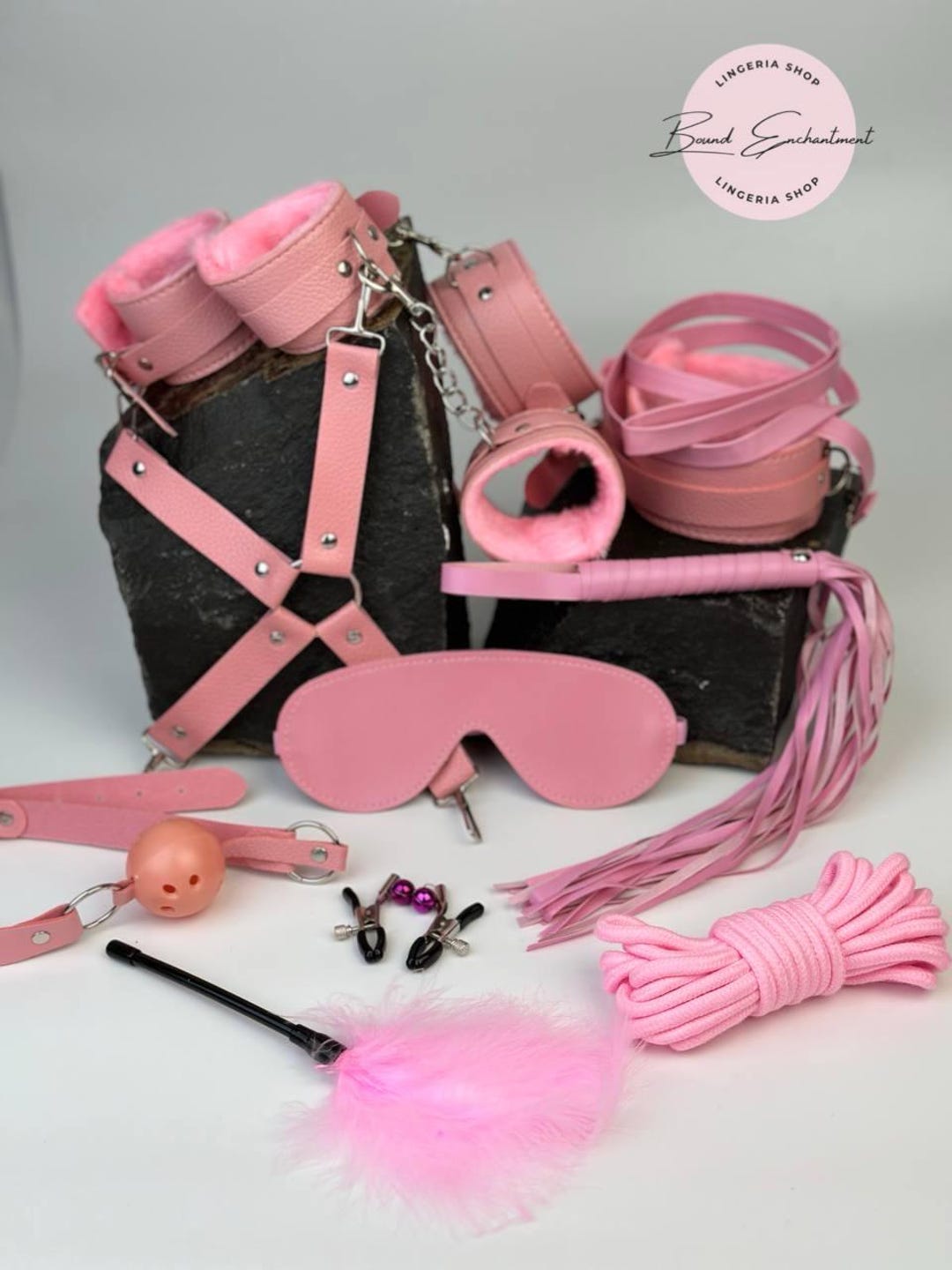 Kinky Pink Lingerie Bondage Set Bedroom Fetish Gear for Playful BDSM - Etsy
