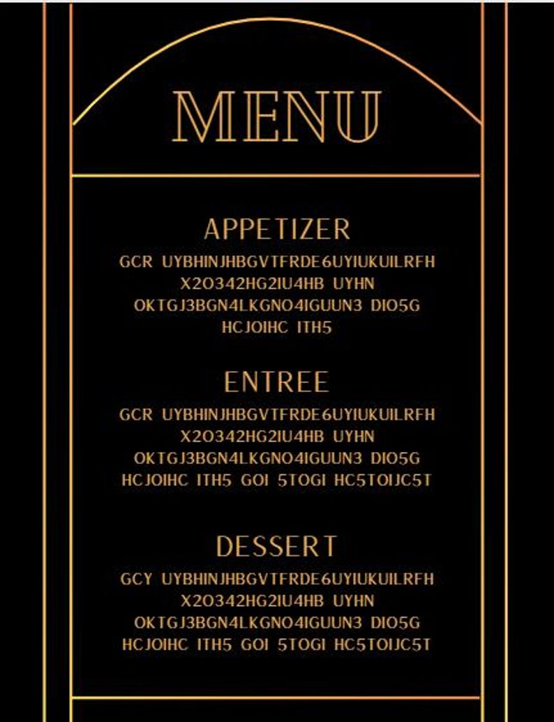 Great Gatsby Dinner and Cocktail Template Black - Etsy